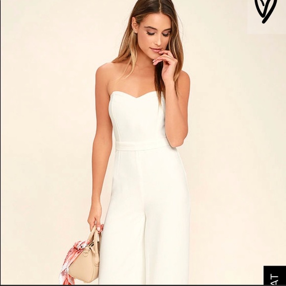 Lulu's | Pants & Jumpsuits | Lulus Pop Life White Jumpsuit | Poshmark